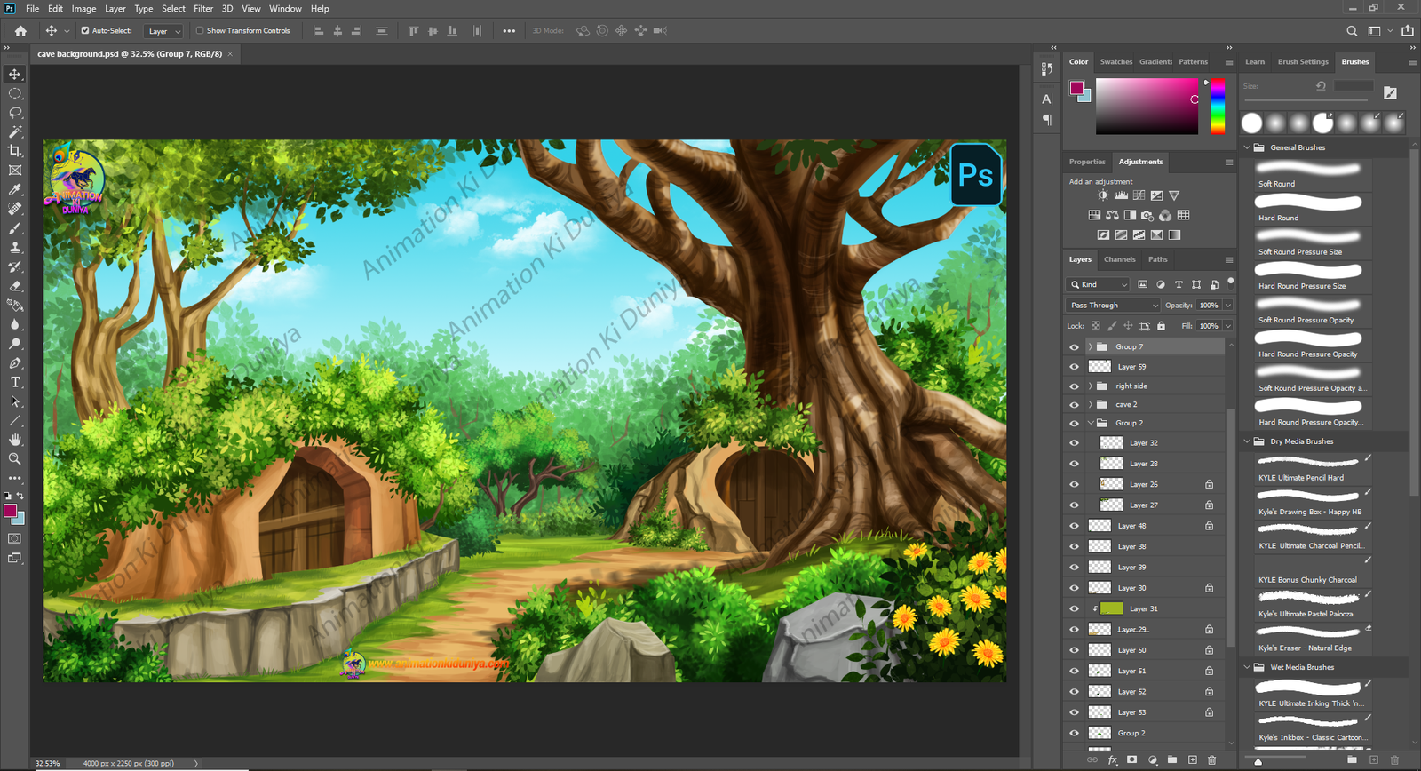Jungle - PSD Background 4K quality - Background - Animation Ki Duniya