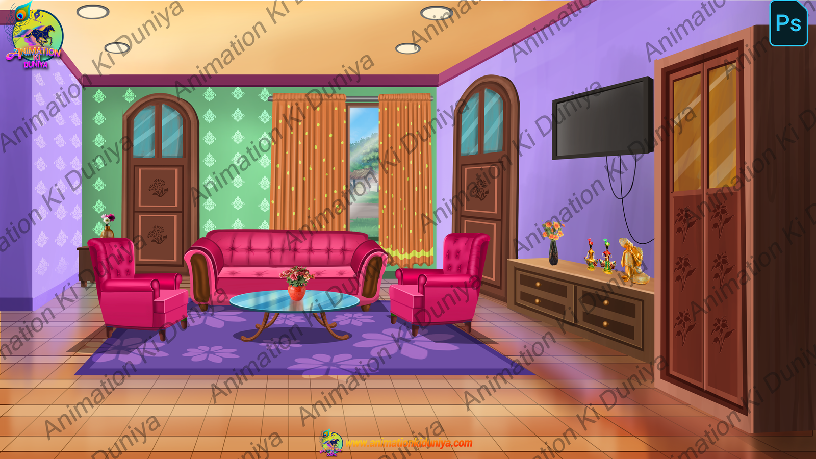 Hall - Inside Hall - 4k Quality - Animation Ki Duniya