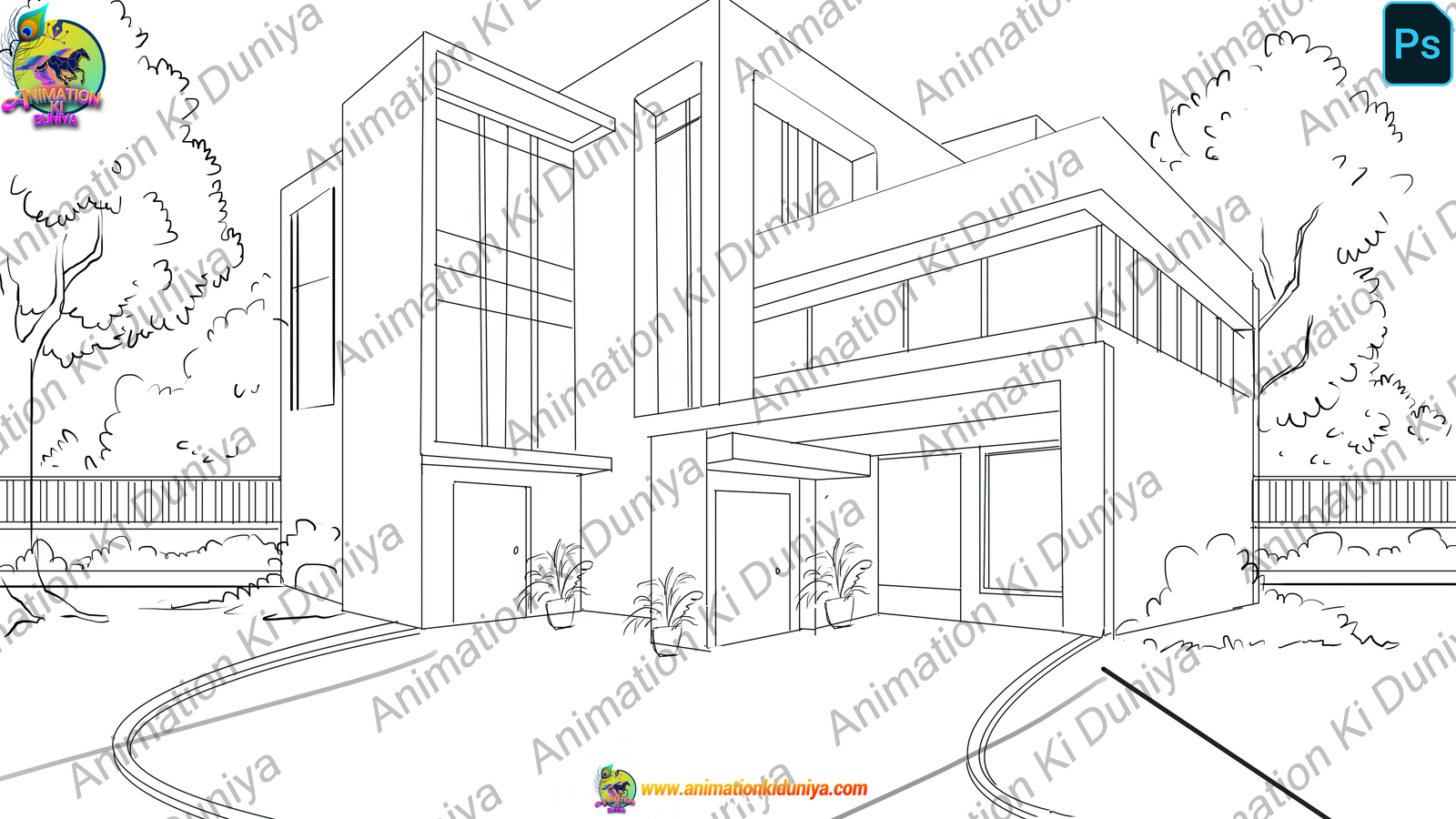 Modern House Background - Rich House Background - Animation Ki Duniya