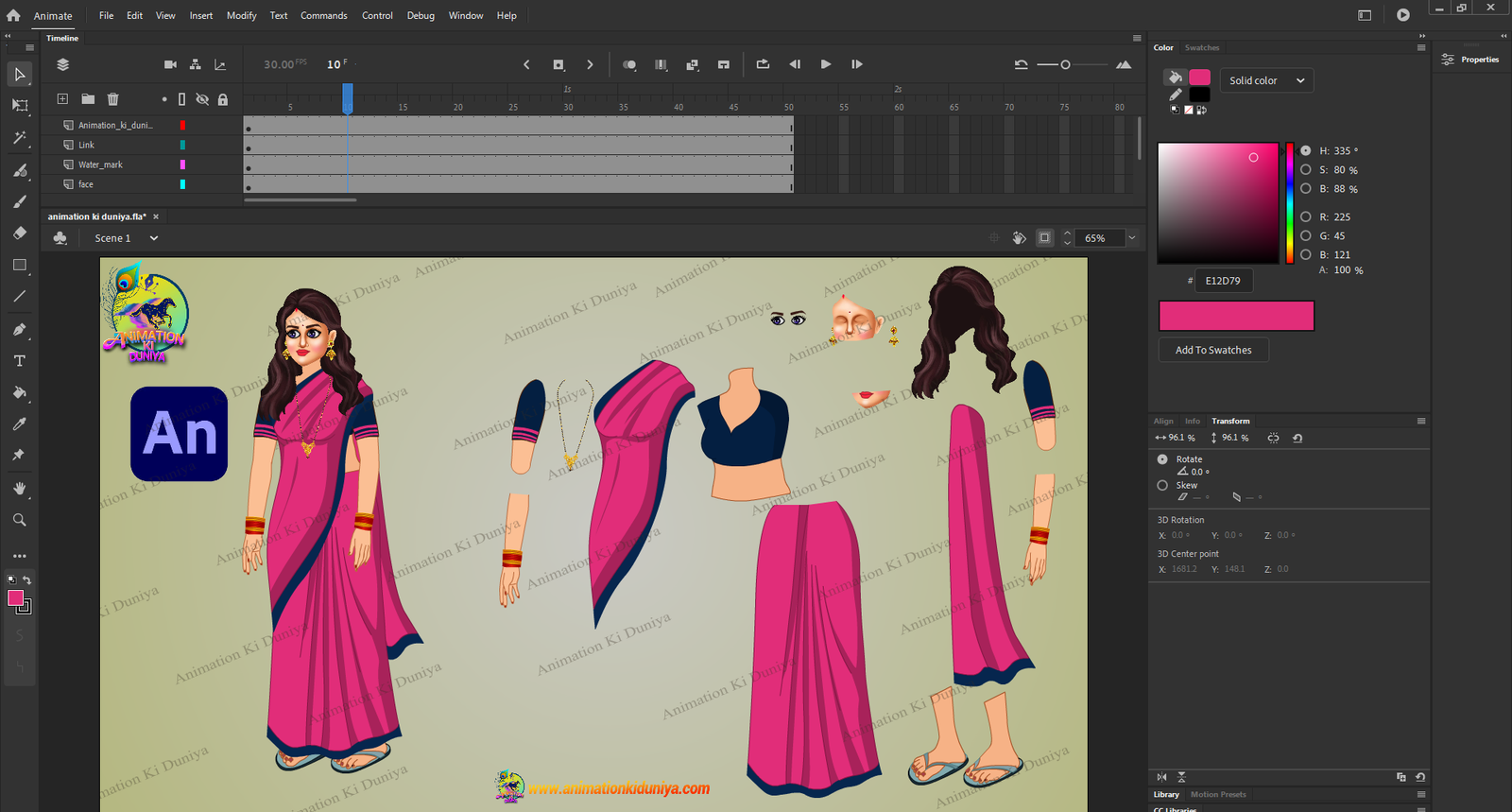 Village Old Woman Character - Animation Ki Duniya