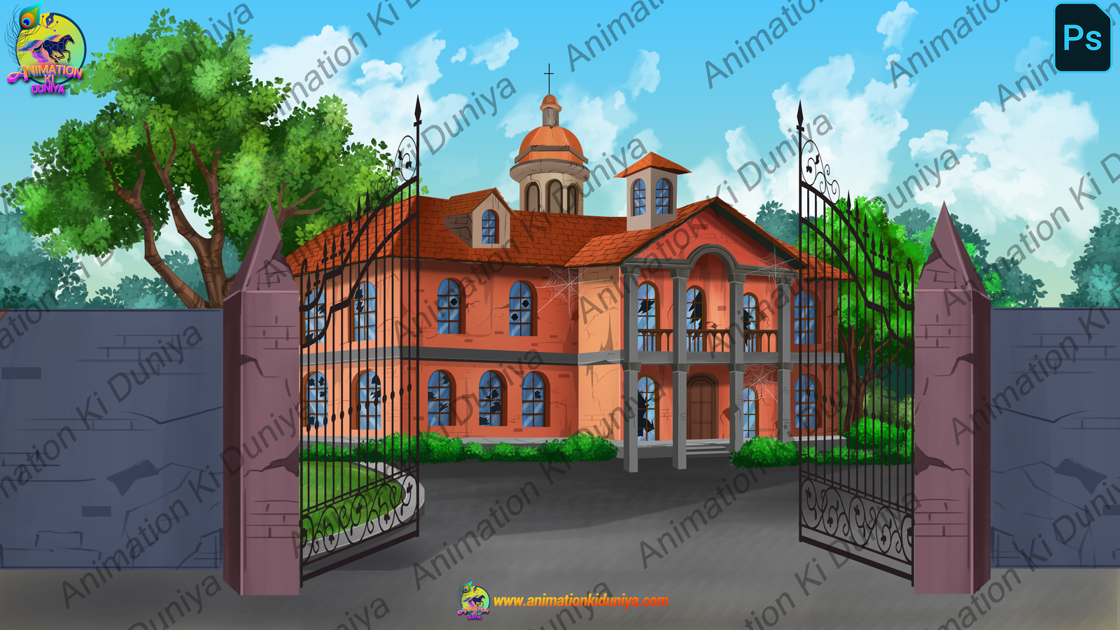 Horror Haveli Background - Animation Ki Duniya