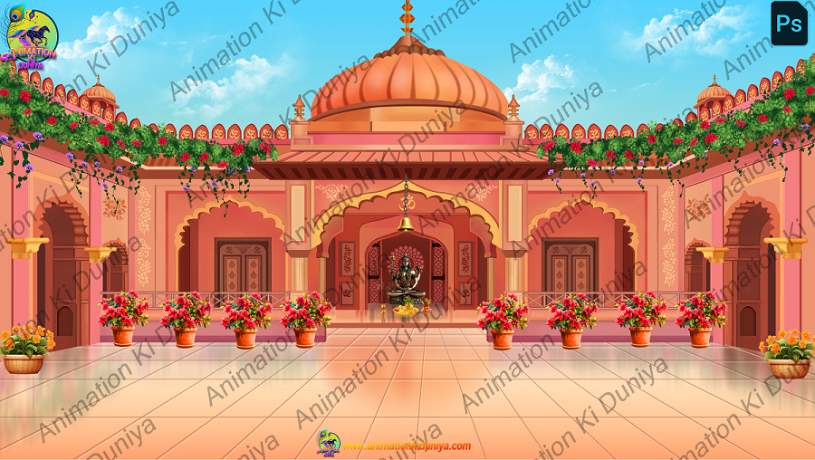 Mandir Garden background - Animation Ki Duniya