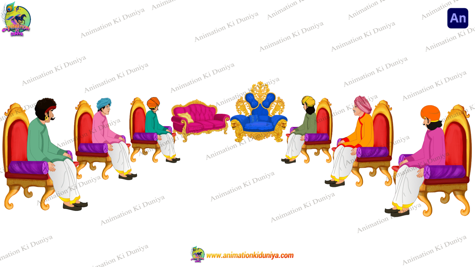 King Darbari and King’s Chair Pack Animated Character - Animation Ki Duniya