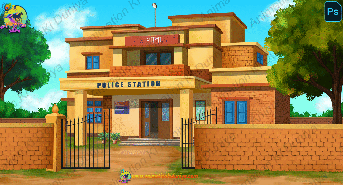 Interior Police station PSD Background - Animation Ki Duniya